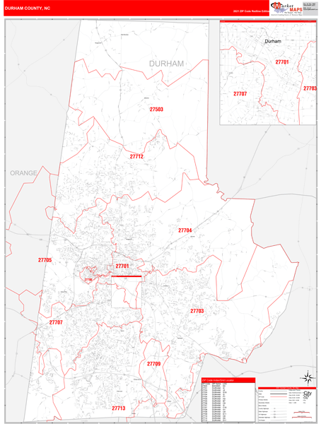 Durham County Zip Code Map - Map