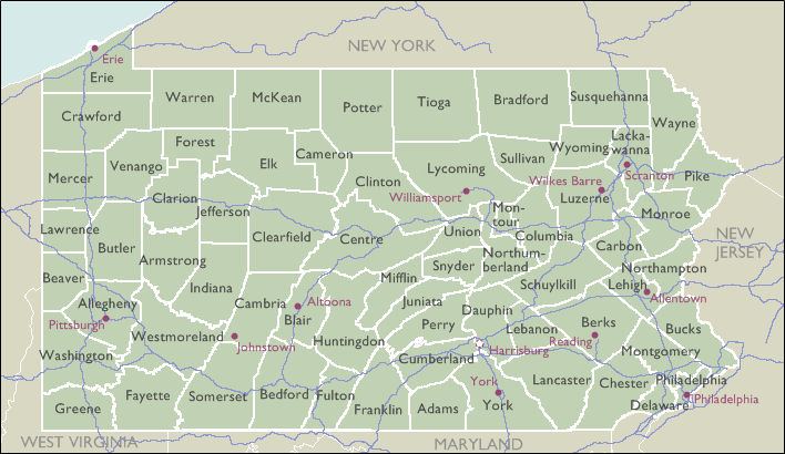 Pennsylvania County Zip Code Wall Maps - MapSales Pennsylvania County Zip Code Wall Maps - MapSales