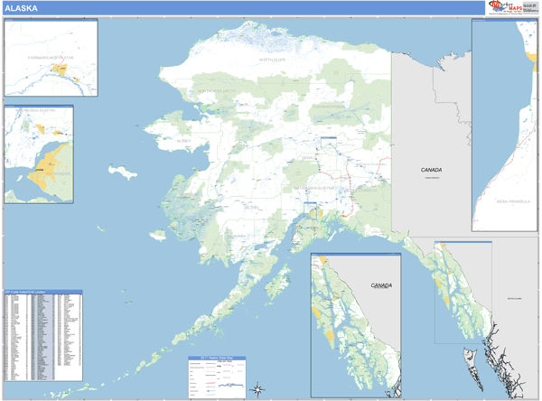 Alaska Zip Code Wall Map Basic Style by MarketMAPS
