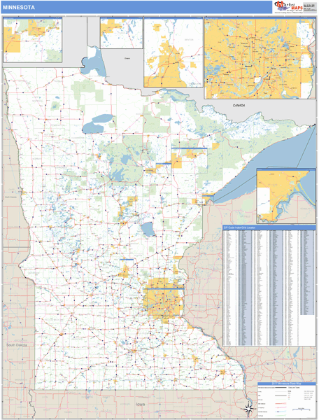 Minnesota Zip Code Wall Map Basic Style by MarketMAPS