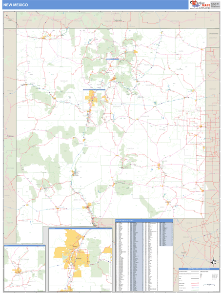 New Mexico Zip Code Wall Map Basic Style by MarketMAPS