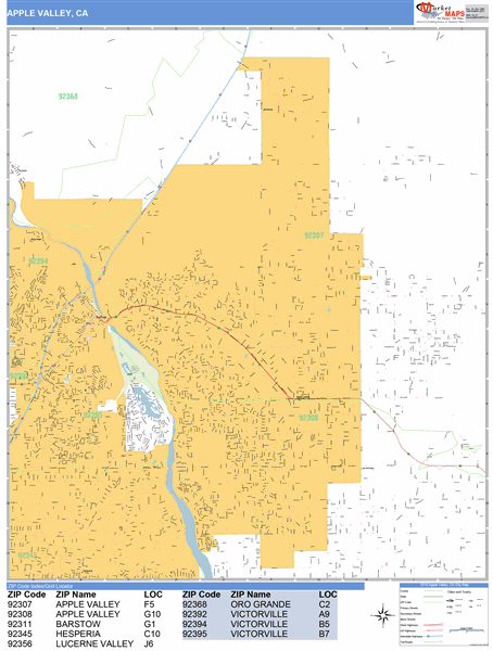 Apple Valley California Wall Map (Basic Style) by MarketMAPS