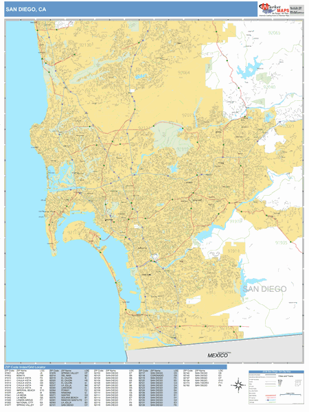 San Diego California Zip Code Map