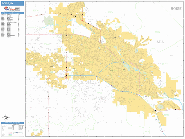 Boise Idaho Wall Map (Basic Style) by MarketMAPS