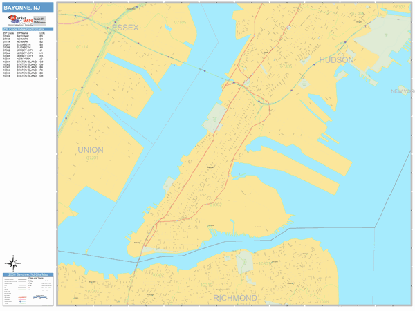 Bayonne Wall Map | canoeracing.org.uk