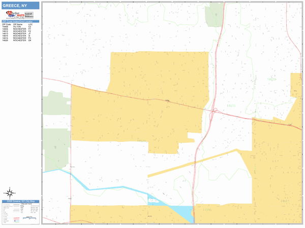 Greece New York Zip Code Wall Map (Basic Style) by MarketMAPS