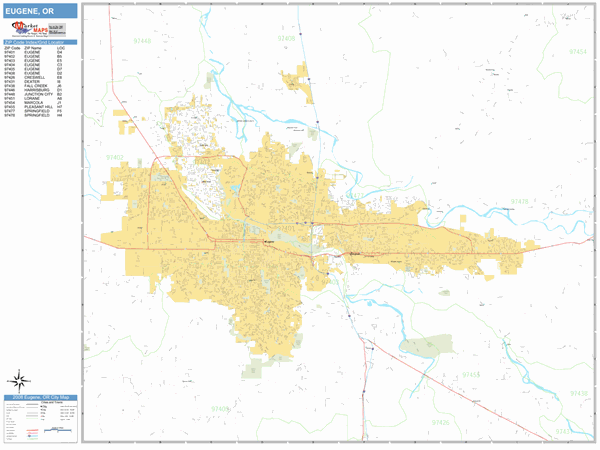 Eugene Oregon Zip Code Wall Map Basic Style By MarketMAPS eugene-oregon-zip-code-wall-map-basic-style-by-marketmaps