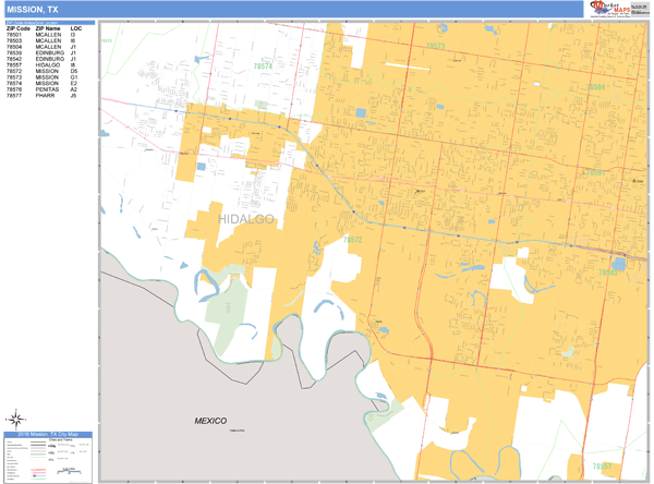 Mission Texas Wall Map (Basic Style) by MarketMAPS