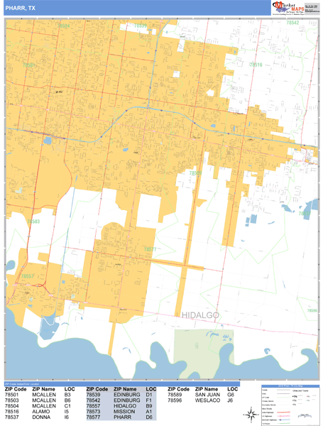 San Marcos Texas Zip Code Wall Map (Basic Style) by MarketMAPS