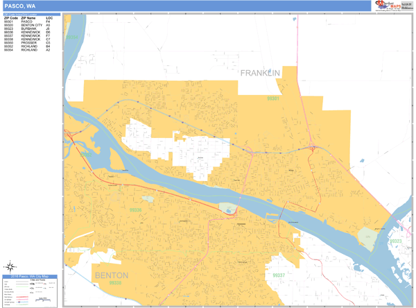 Pasco Washington Wall Map (Basic Style) by MarketMAPS