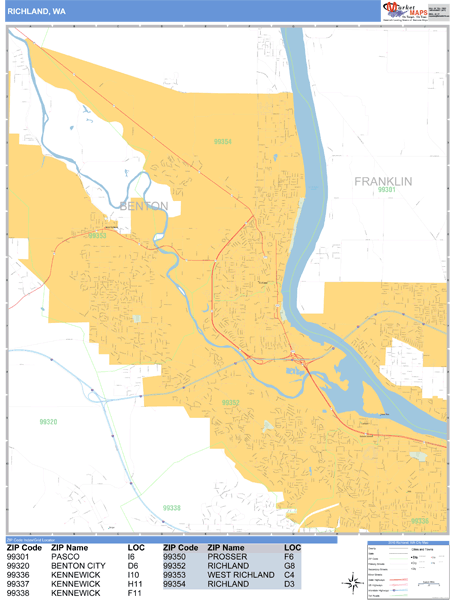 Richland Washington Wall Map (Basic Style) by MarketMAPS