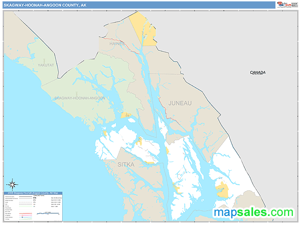 Skagway-Yakutat-Angoon County, AK Wall Map Basic Style by MarketMAPS