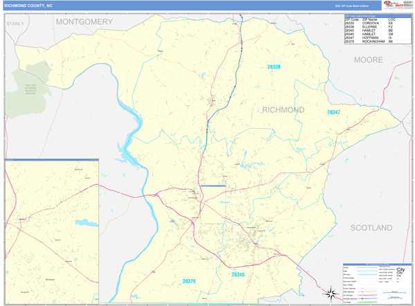 Richmond County NC Zip Code Wall Map Basic Style By MarketMAPS richmond-county-nc-zip-code-wall-map-basic-style-by-marketmaps