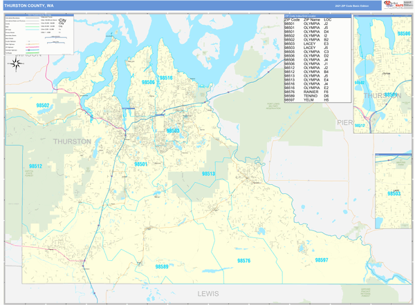 Thurston County Wa Zip Codes Olympia Zip Code Map - Map