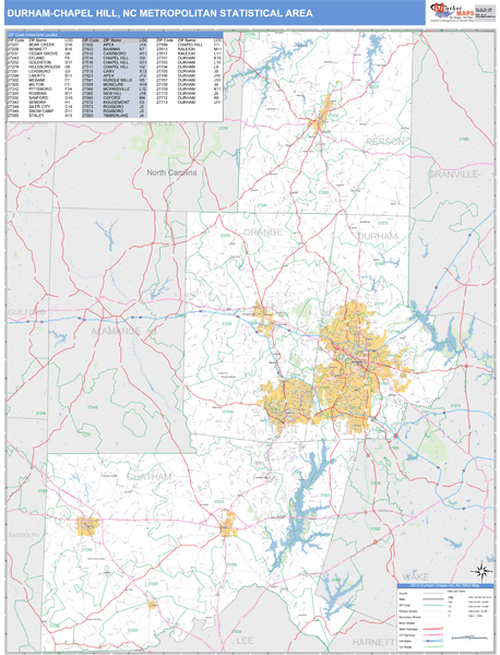 Durham County Zip Code Map - Map