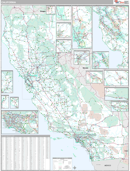 California Wall Map Premium Style by MarketMAPS