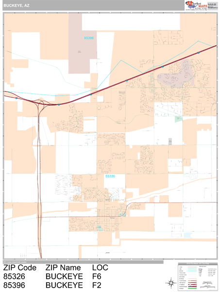 Buckeye Arizona Wall Map (Premium Style) by MarketMAPS