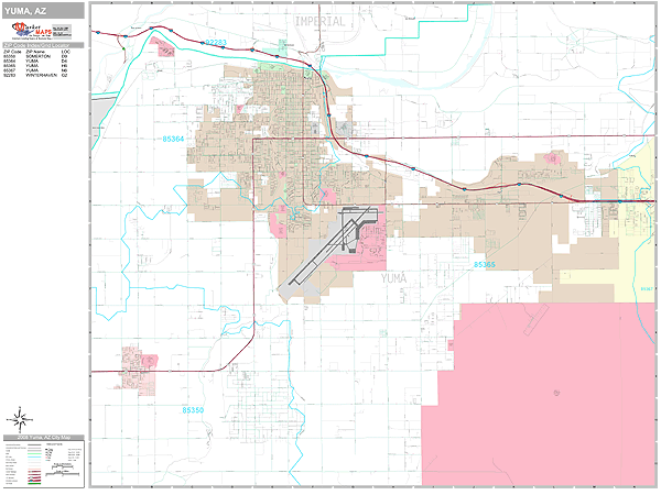 Yuma Arizona Wall Map (Premium Style) by MarketMAPS