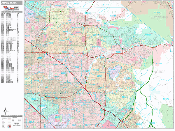 Anaheim California Wall Map (Premium Style) by MarketMAPS