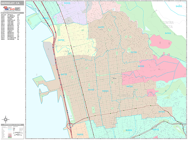 Berkeley California Wall Map (Premium Style) by MarketMAPS