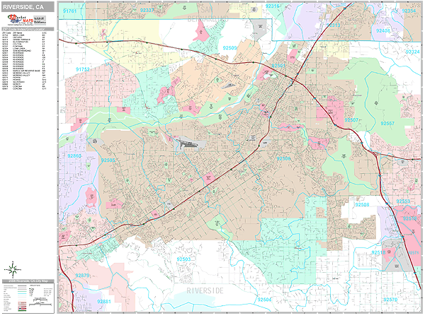 Riverside California Wall Map (Premium Style) by MarketMAPS