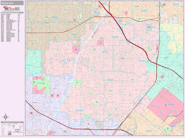 Santa Ana Zip Code Map - Map