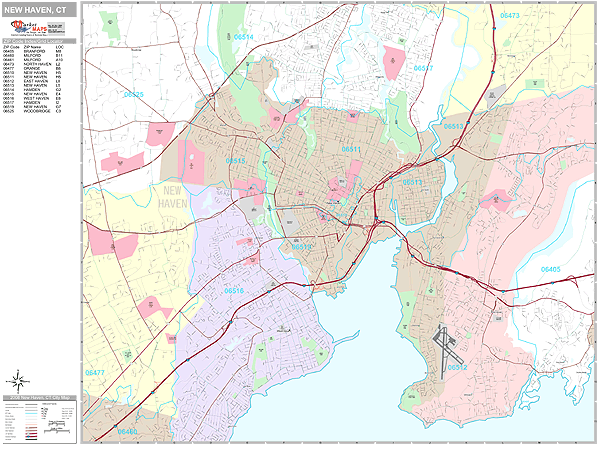 New Haven Connecticut Wall Map (Premium Style) by MarketMAPS