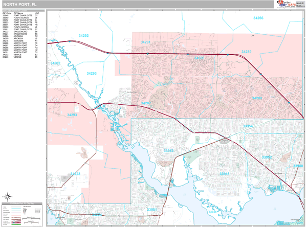 North Port Florida Wall Map (Premium Style) by MarketMAPS