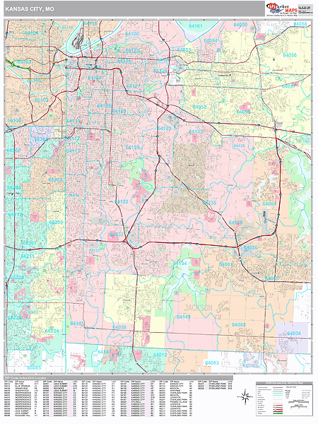 Kansas City Missouri Wall Map (Premium Style) by MarketMAPS