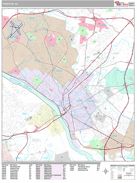 Trenton New Jersey Wall Map (Premium Style) by MarketMAPS