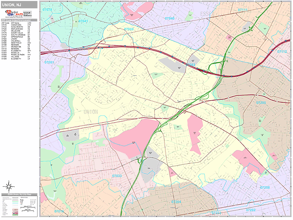 Union New Jersey Wall Map (Premium Style) by MarketMAPS