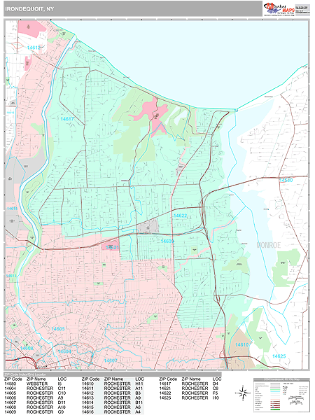 Irondequoit New York Wall Map (Premium Style) by MarketMAPS