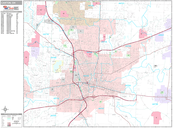 Canton Ohio Wall Map (Premium Style) by MarketMAPS