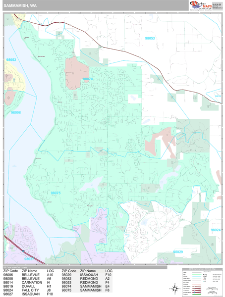 Sammamish Washington Wall Map (Premium Style) by MarketMAPS