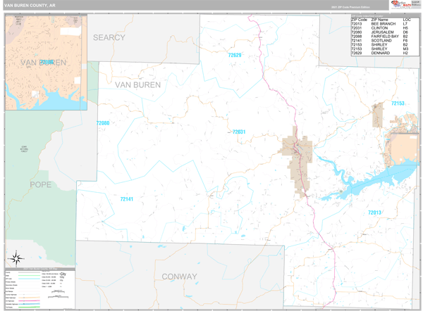 Van Buren County, AR Wall Map Premium Style by MarketMAPS