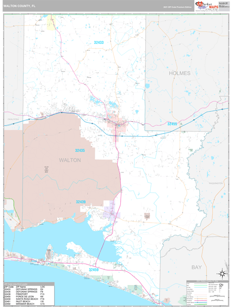 Walton County, FL Wall Map Premium Style by MarketMAPS