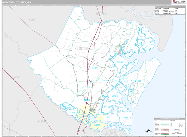 McIntosh County, GA Wall Map Premium Style by MarketMAPS