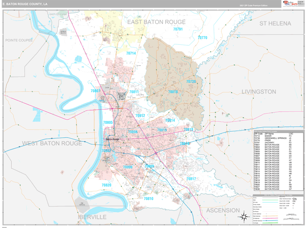 E Baton Rouge County LA Zip Code Wall Map Premium Style By MarketMAPS e-baton-rouge-county-la-zip-code-wall-map-premium-style-by-marketmaps