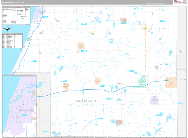 Van Buren County, MI Wall Map Premium Style by MarketMAPS