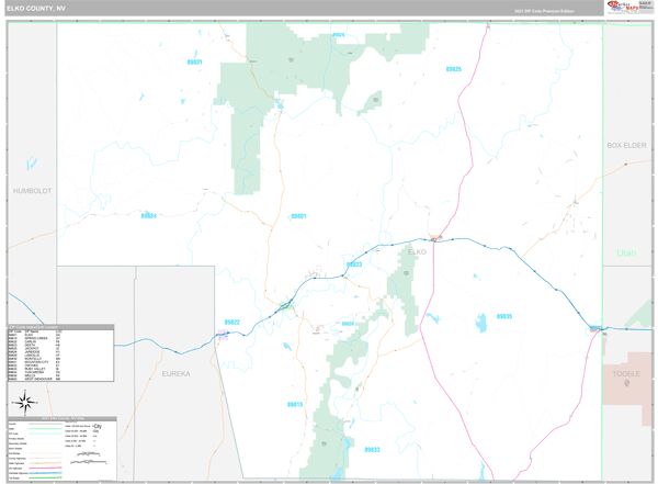 Elko County, NV Wall Map Premium Style by MarketMAPS