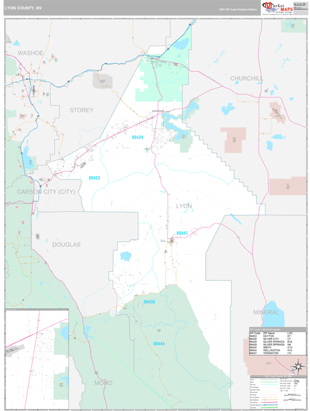 Lyon County, NV Wall Map Premium Style by MarketMAPS