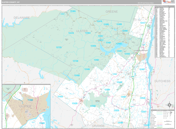 Ulster County, NY Wall Map Premium Style by MarketMAPS