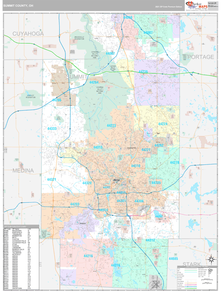 Summit County OH Zip Code Wall Map Premium Style By MarketMAPS summit-county-oh-zip-code-wall-map-premium-style-by-marketmaps