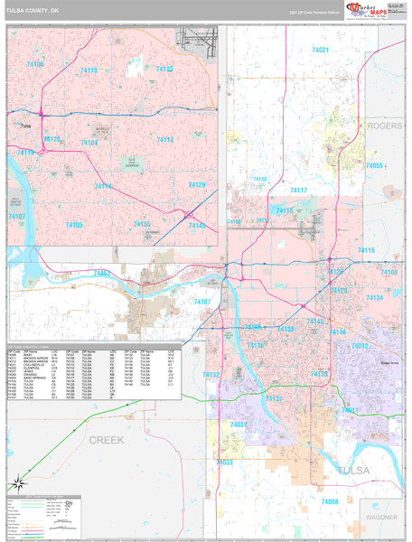 Tulsa Zip Code Map With Streets - Map