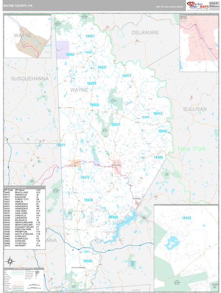 Wayne County, PA Zip Code Wall Map Premium Style by MarketMAPS Wayne County, PA Zip Code Wall Map Premium Style by MarketMAPS