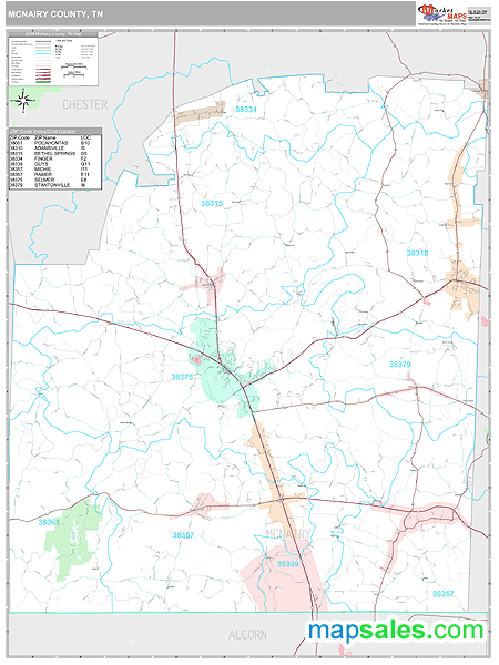 McNairy County, TN Carrier Route Wall Map Premium Style by MarketMAPS