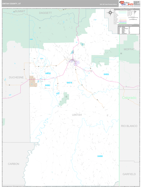 Uintah County, UT Wall Map Premium Style by MarketMAPS