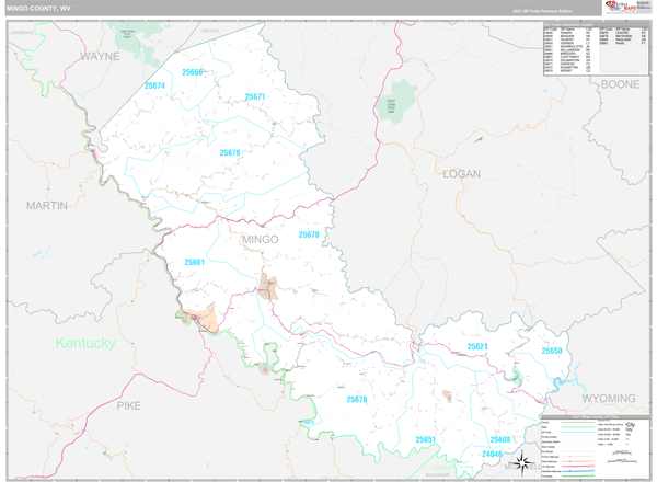 Mingo County Wv Wall Map Premium Style By Marketmaps