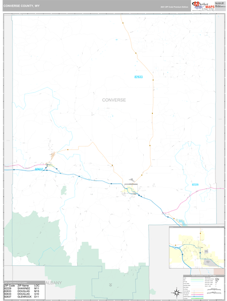 Converse County, WY Wall Map Premium Style by MarketMAPS