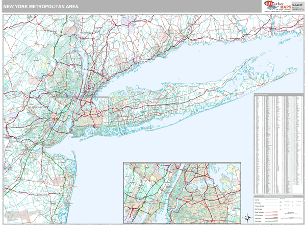 New York Metropolitan Area, NY Metro Area Wall Map Premium Style by ...